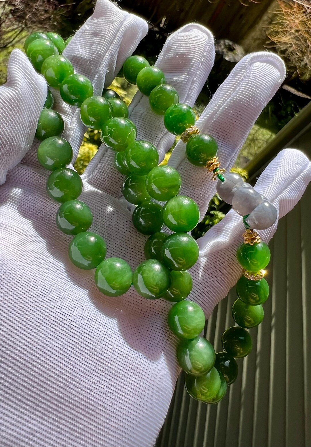9.5mm Certified Natural Nephrite Green Jade Siberian Green Nephrite ...