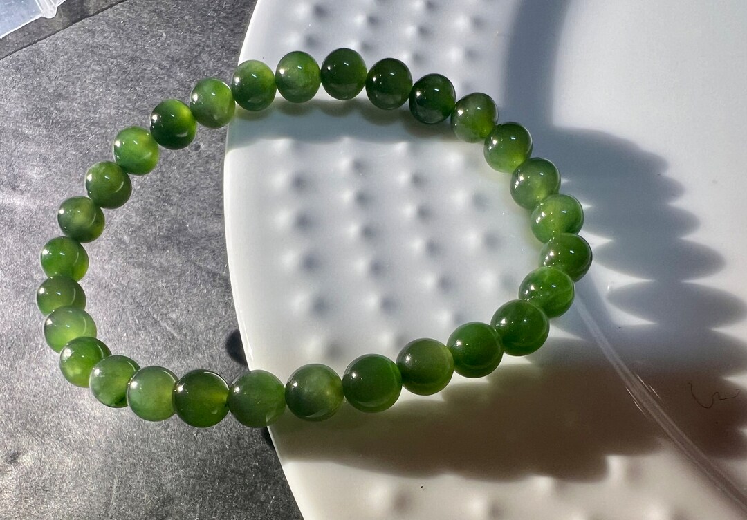 Certified Natural Siberian Icy Green Nephrite Bracelet/chatoyant Green ...