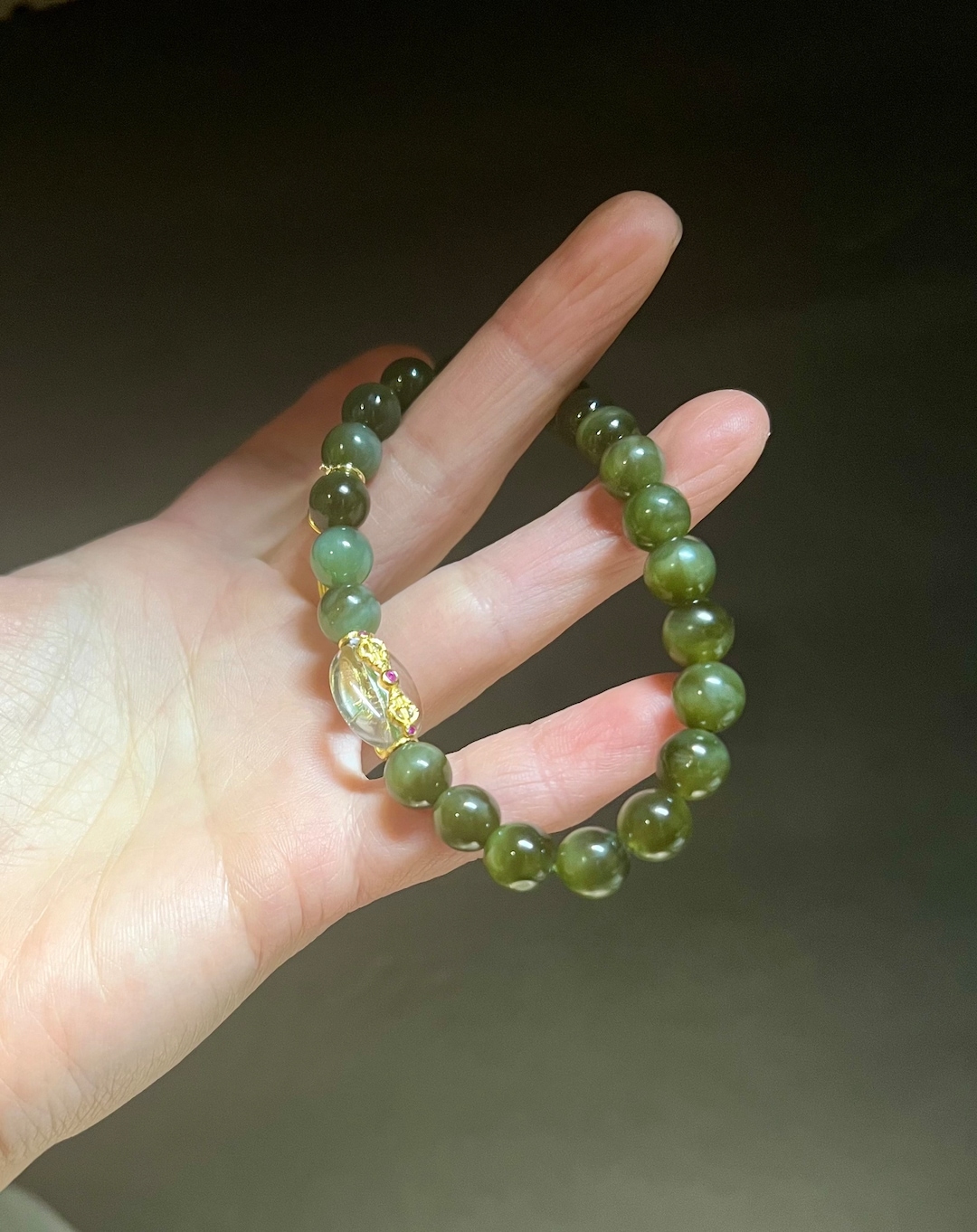Certified Natural Siberian Green Nephrite Bracelet/chatoyant Spinach ...