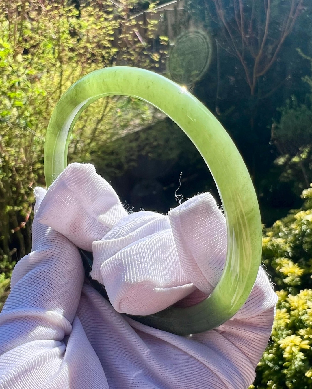 56.8mm Icy Light Green Nephrite Jade Bangle: Certified Natural Gemstone ...