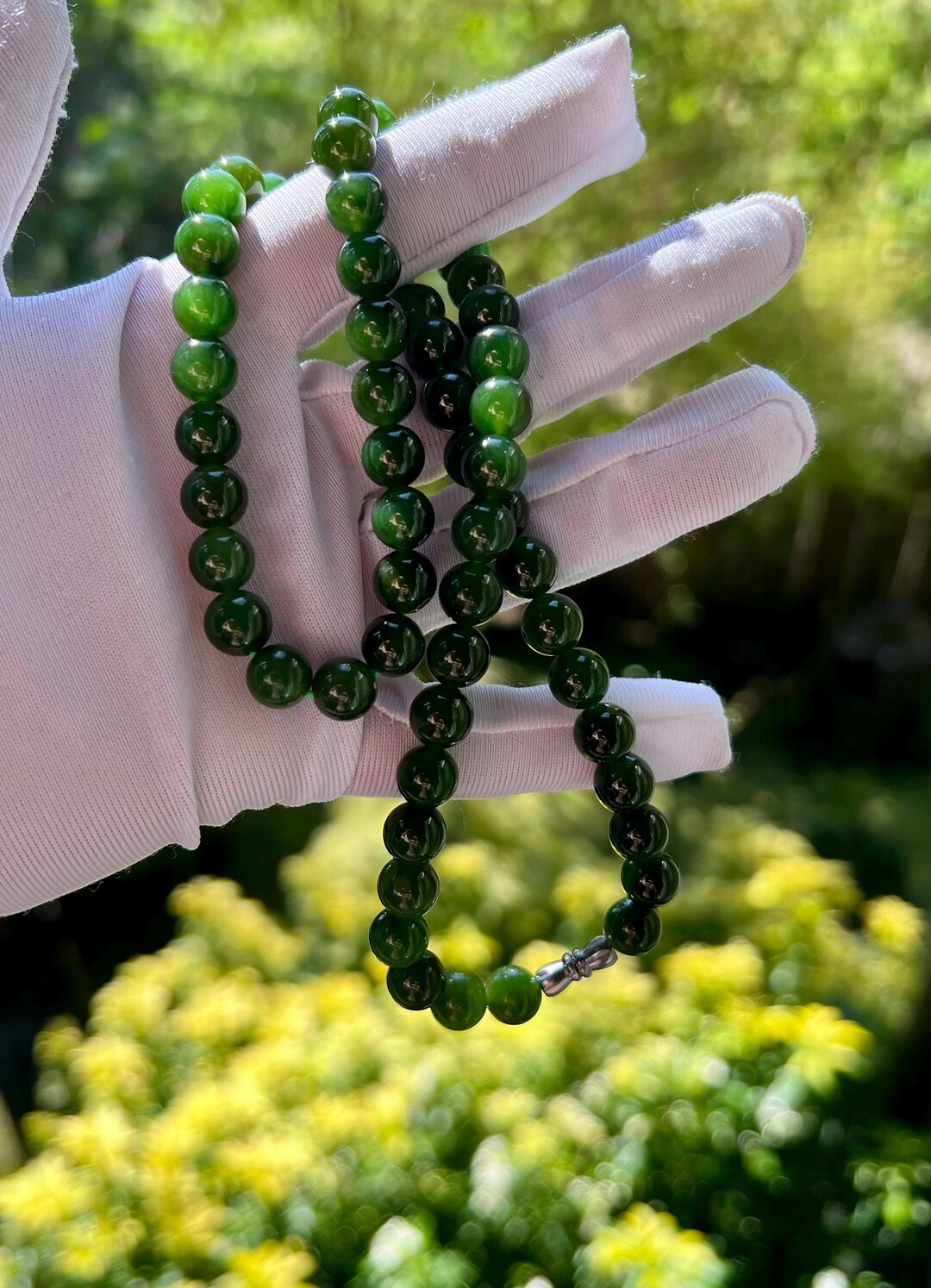 8mm Certified Natural Nephrite Green Jade /spinach Green Nephrite ...