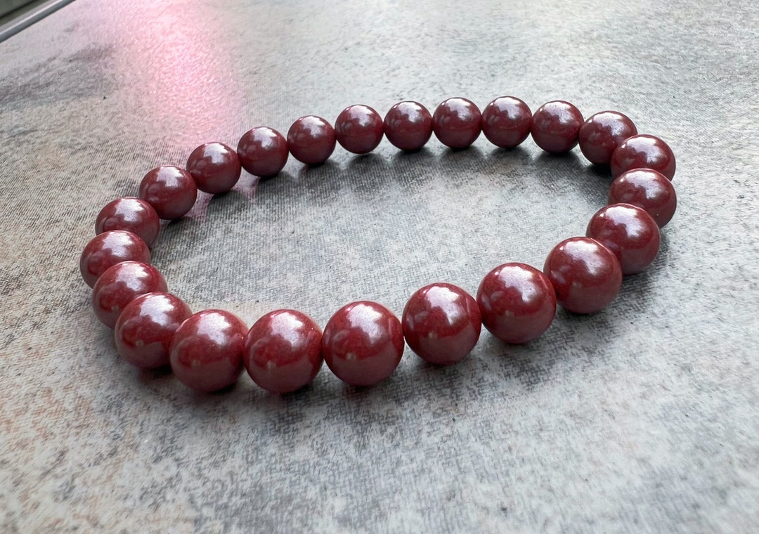 Natural Raw Ore Cinnabar Crystal Bracelet /made of Polished Raw Stone ...