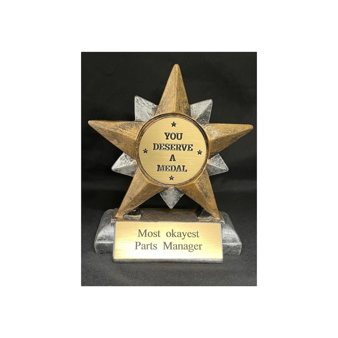 Personalized "you Deserve a Medal" Star Trophy – Custom Engraved Mini ...