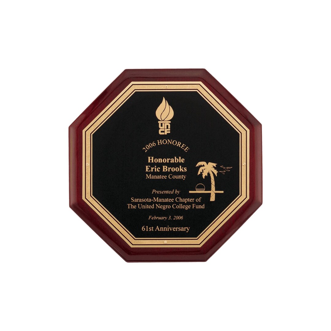 Octagonal Rosewood Piano Finish Plaque, Custom Plaque, Engraved Plaque ...