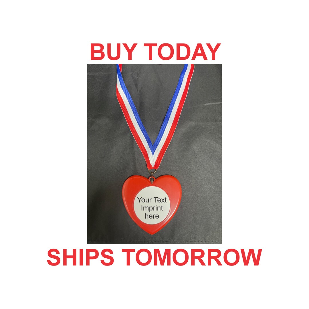 Heart Medal Custom Engraved – 3″ Award Medal With Ribbon – Personalized ...
