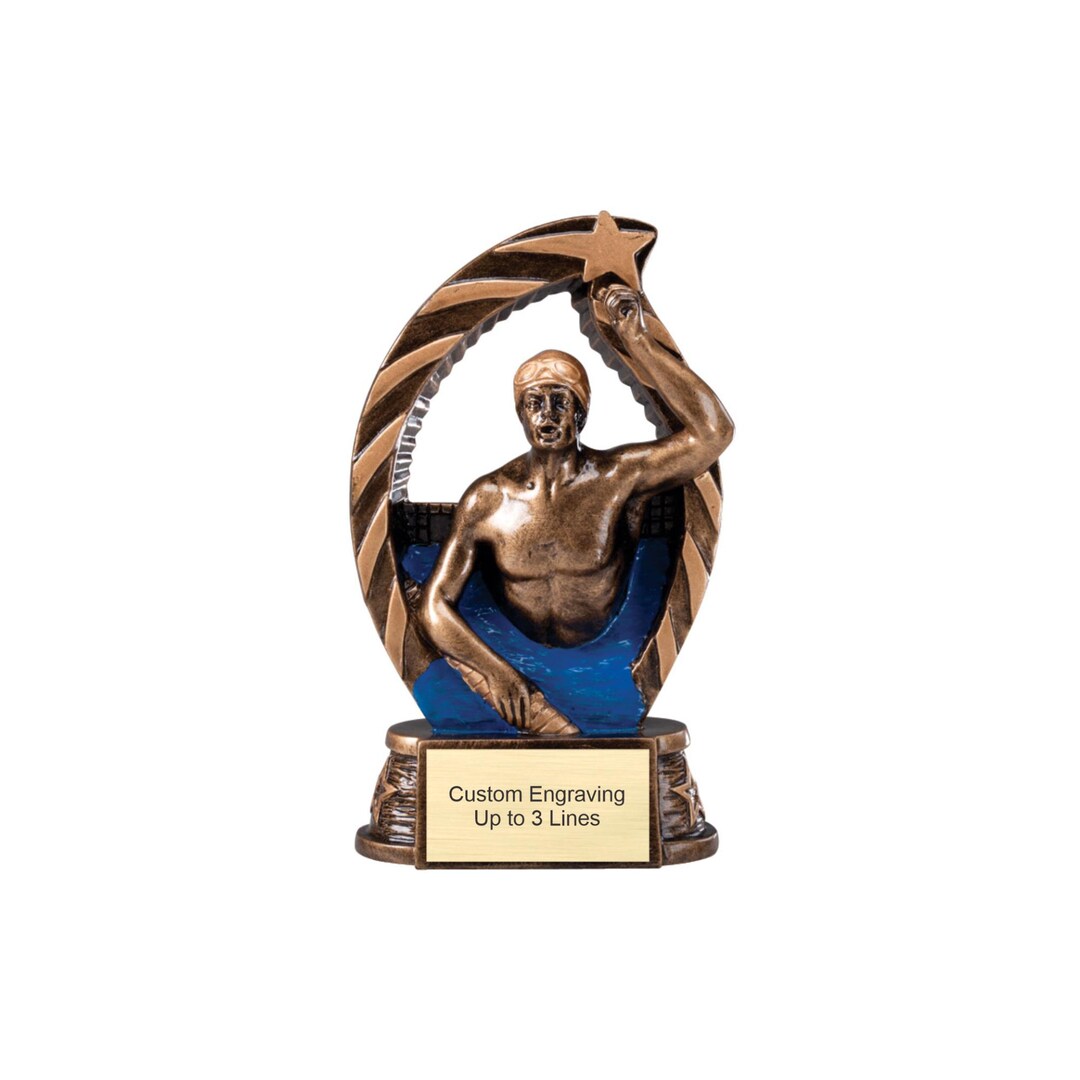 Male Swimming Resin, Male Swimmer Trophy, Custom Engraving - Etsy