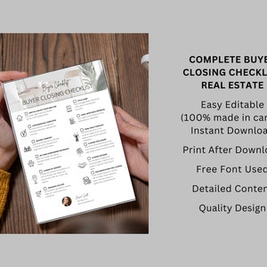 Buyer Closing Checklist | Real Estate Template | Realtor Template - Etsy