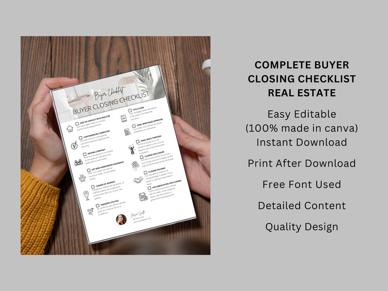 Buyer Closing Checklist | Real Estate Template | Realtor Template - Etsy