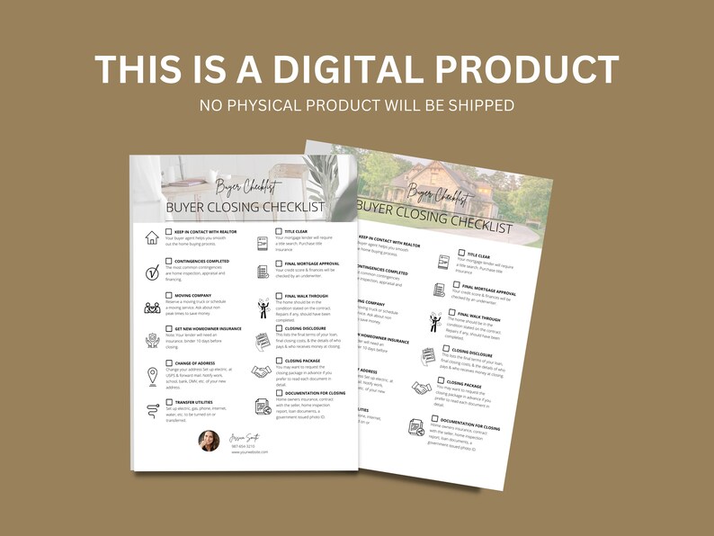 Buyer Closing Checklist | Real Estate Template | Realtor Template - Etsy