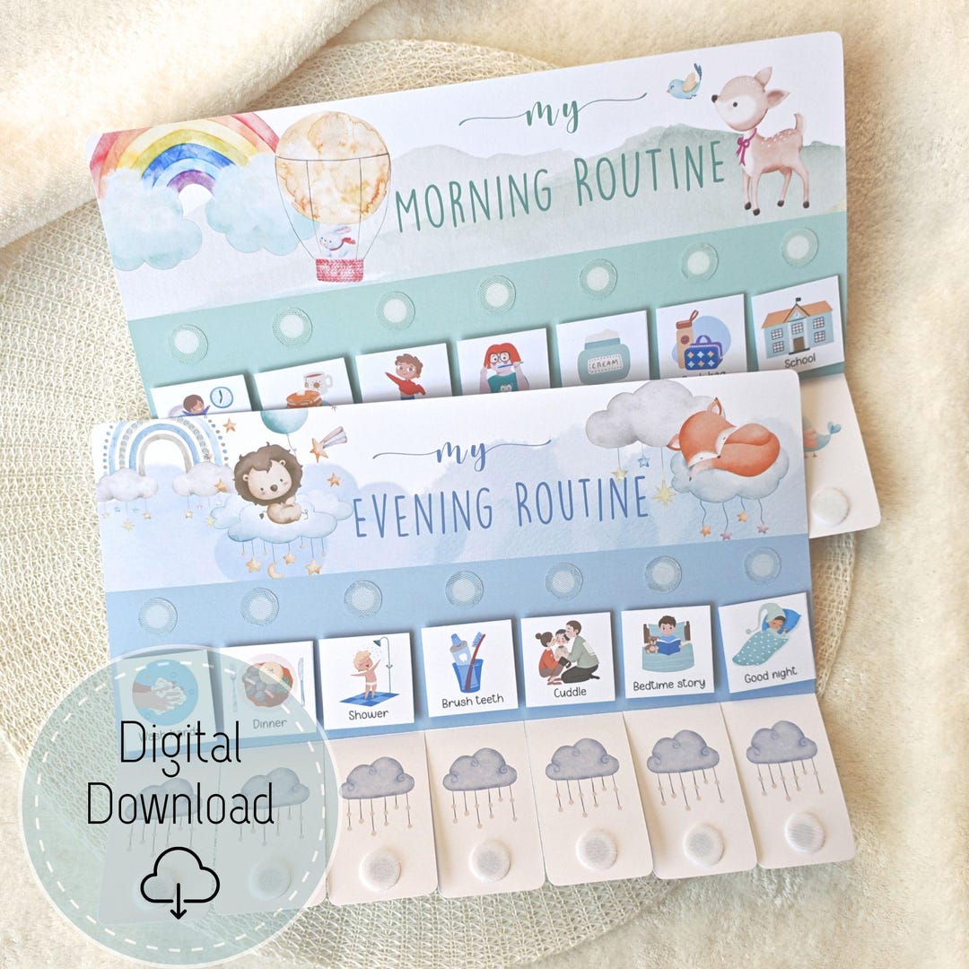 Morning and Evening Routine Flip Chart for Kids - Bedtime Routine Chart ...