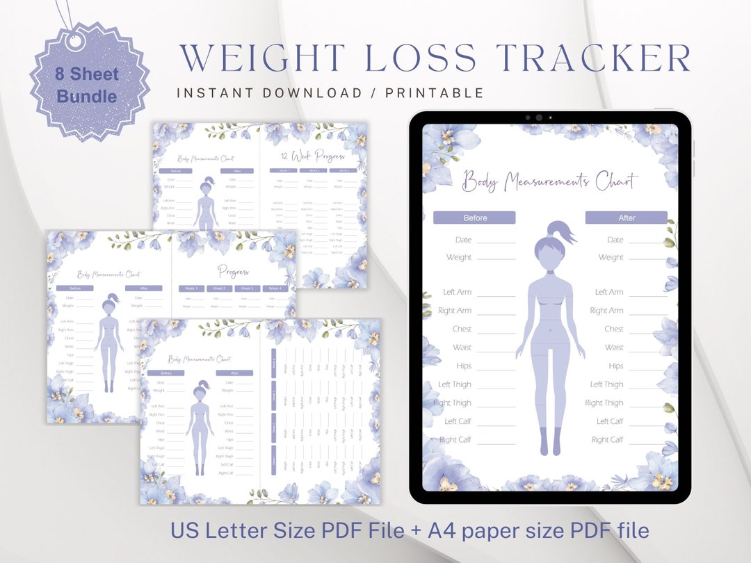Digital Weight Loss Tracker/body Measurement Template/weight Loss ...