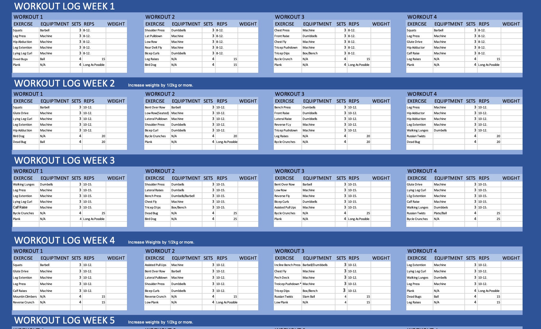 6 Week Full Body Workout GYM - Etsy