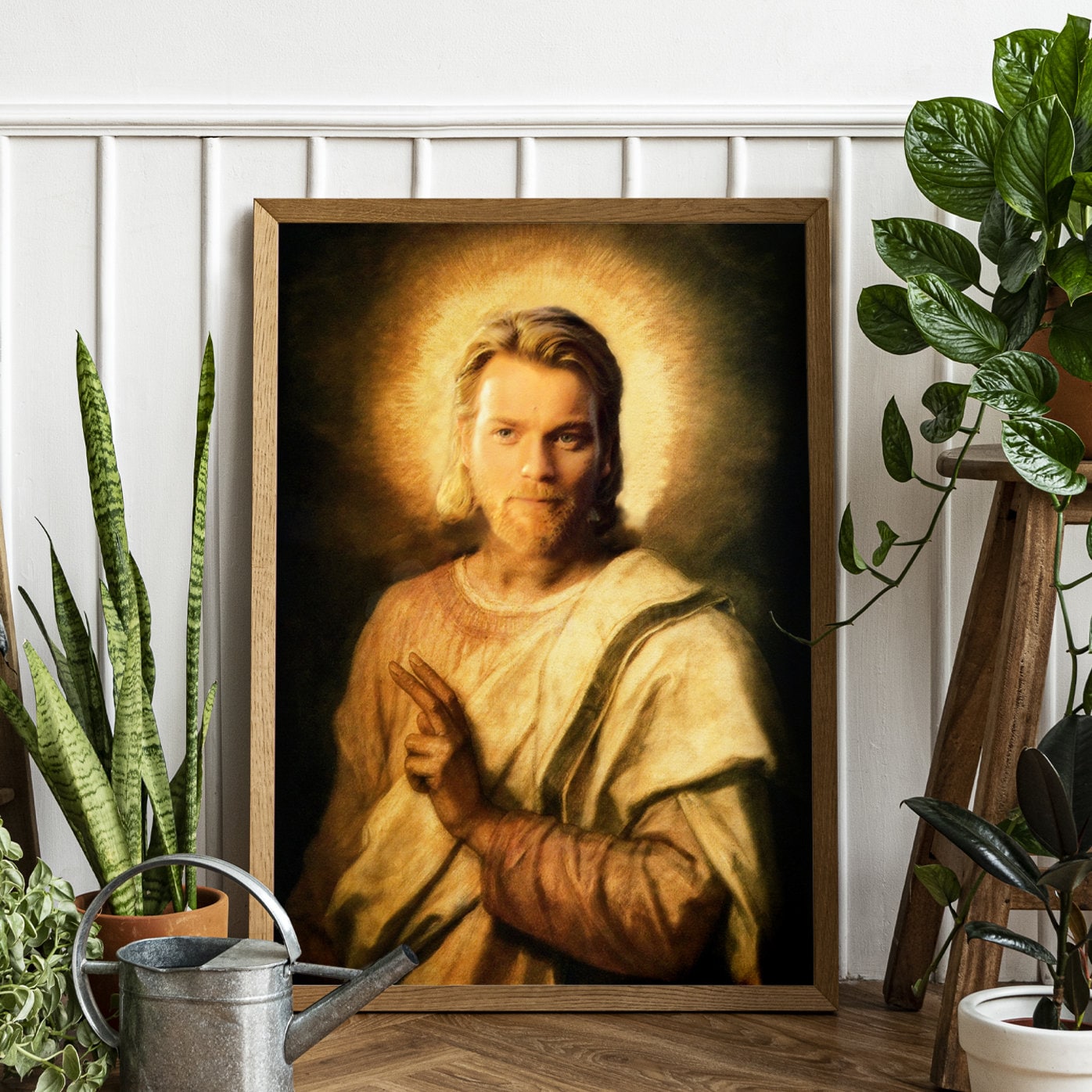 Ewan Mcgregor Jesus Oil Painting Style Poster, High Quality Print,space ...