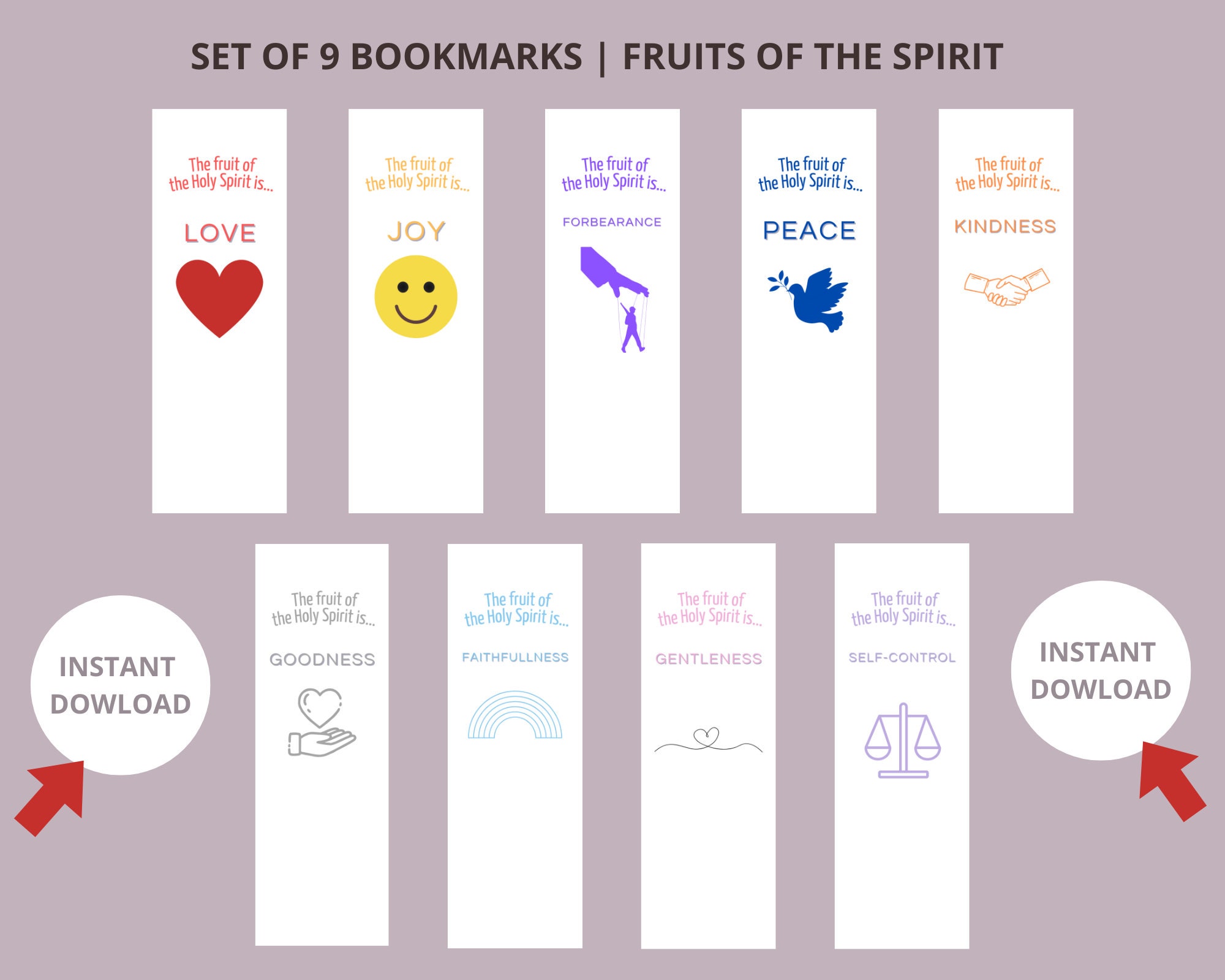 Fruit of the Spirit Printable Bookmarks Bible Bookmarks With the ...