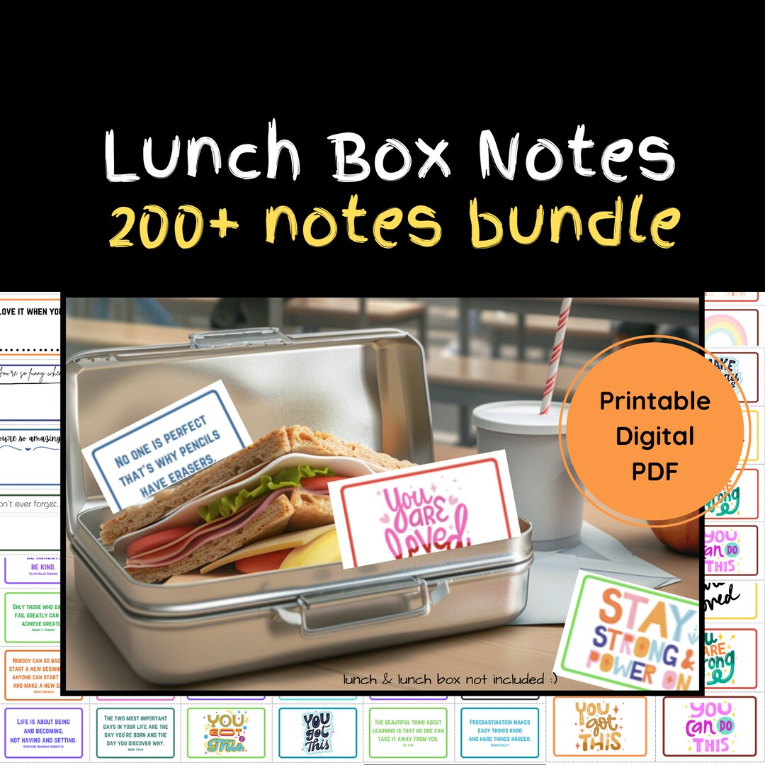 Printable Lunchbox Notes for Kids Daily Affirmations Growth Mindset ...