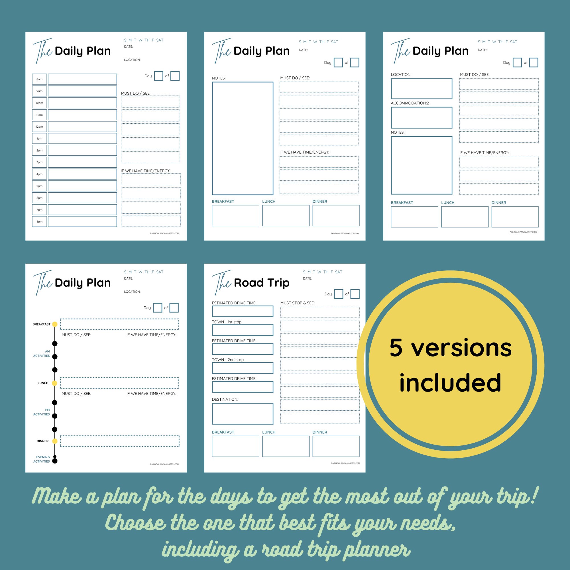 Family Travel Planner Vacation Packing Checklist Daily Schedule ...