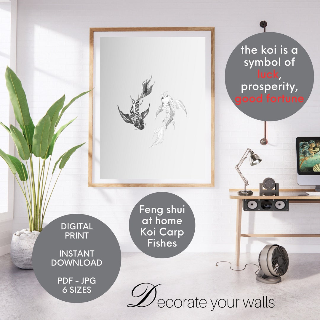 Koi Carp Fish Feng Shui, Printable Art, Poster, Wall Decor, Instant ...