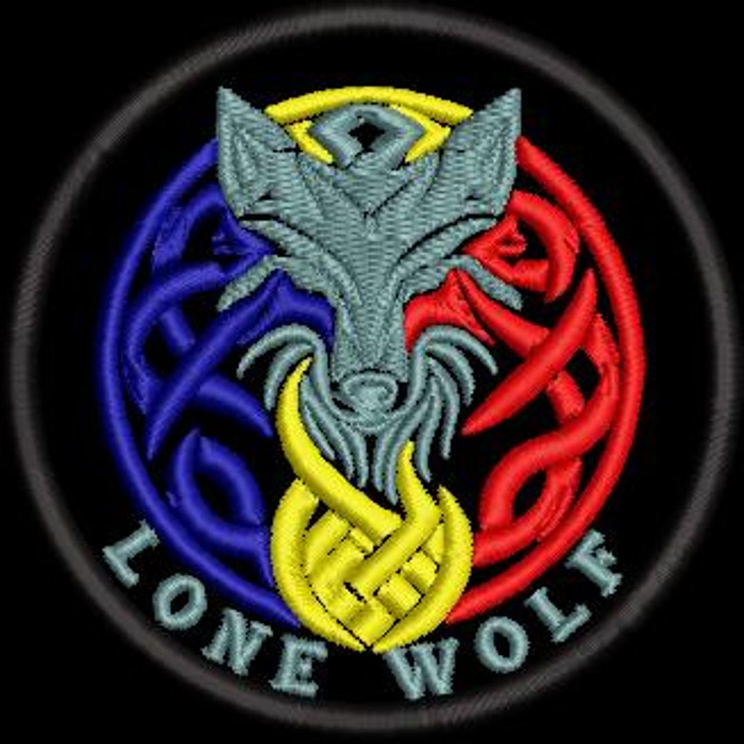 Lone Wolf Embroidery Design – Romanian Tricolor Celtic Wolf Patch ...