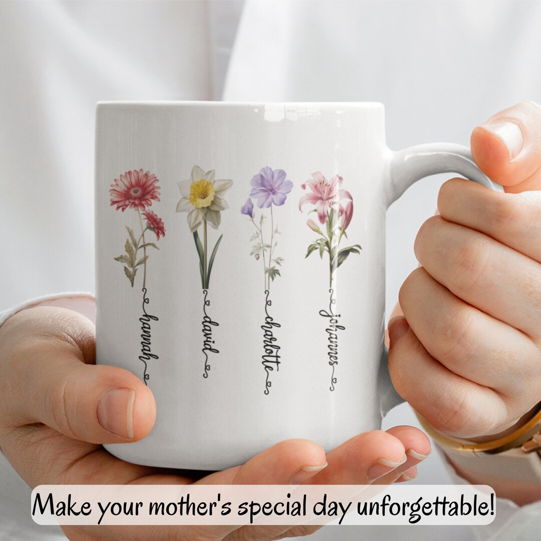 Customizable Birth Flower Mom Mug, Mother's Day Gift, Custom Birth ...