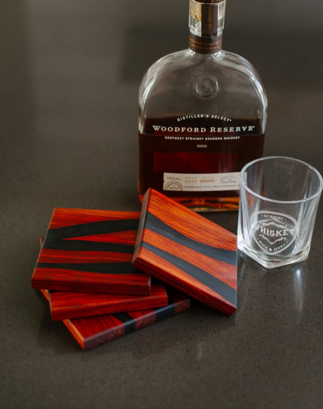 African Padauk Epoxy Coaster With River, Custom - Etsy