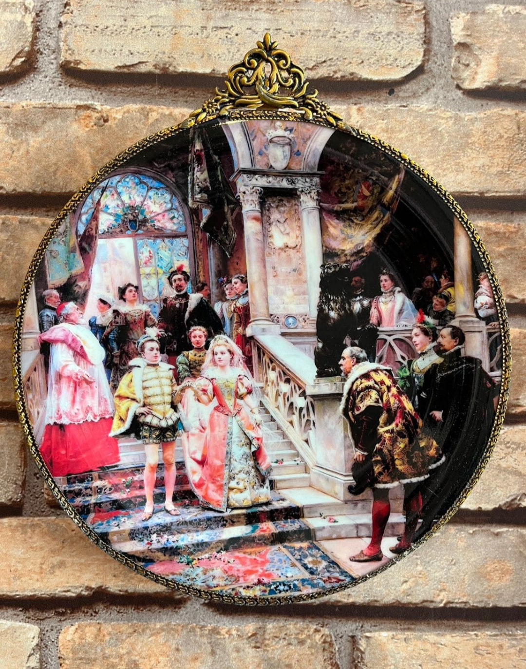 Vintage Porcelain Illustrated Plate Prom Picture Noble Ceremonial ...