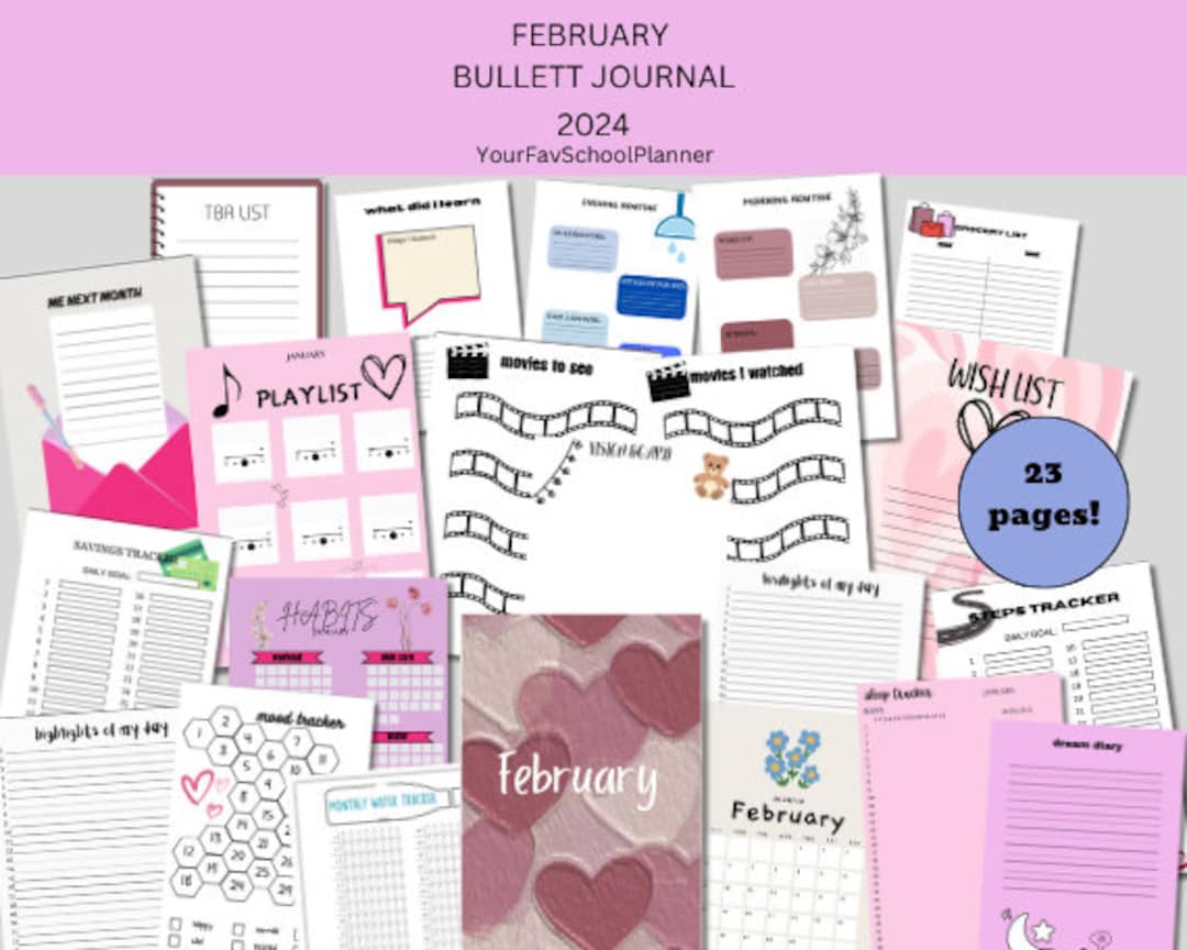 February Bullett Journal - Etsy