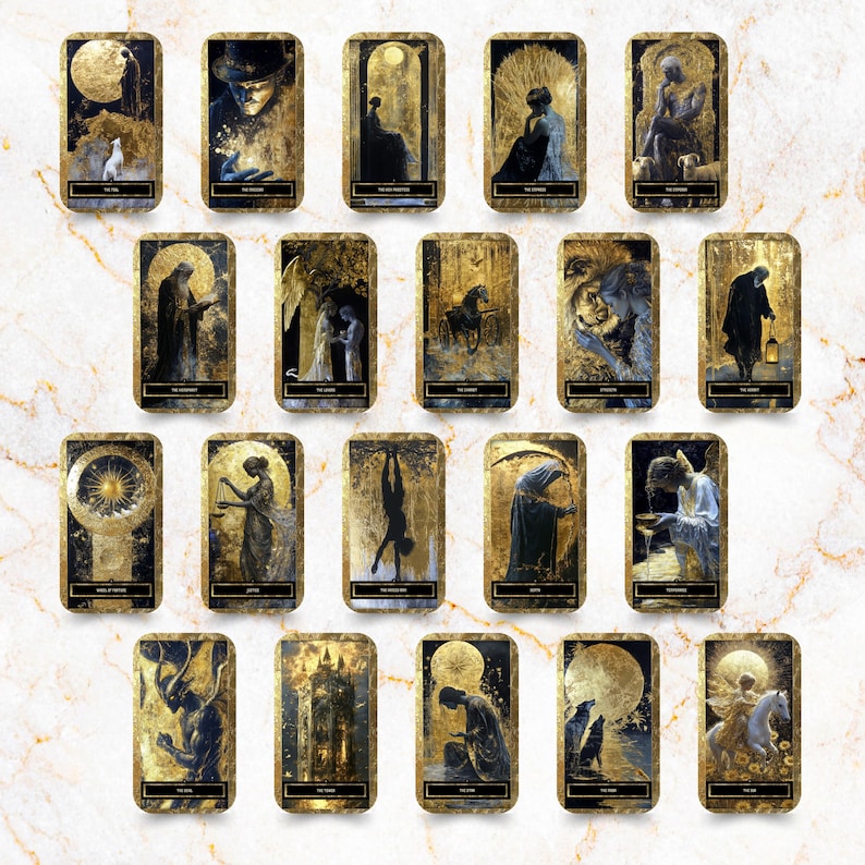 Baroque Gold Tarot Cards, Elegant Alchemy Oracle Deck, Dramatic Dark ...