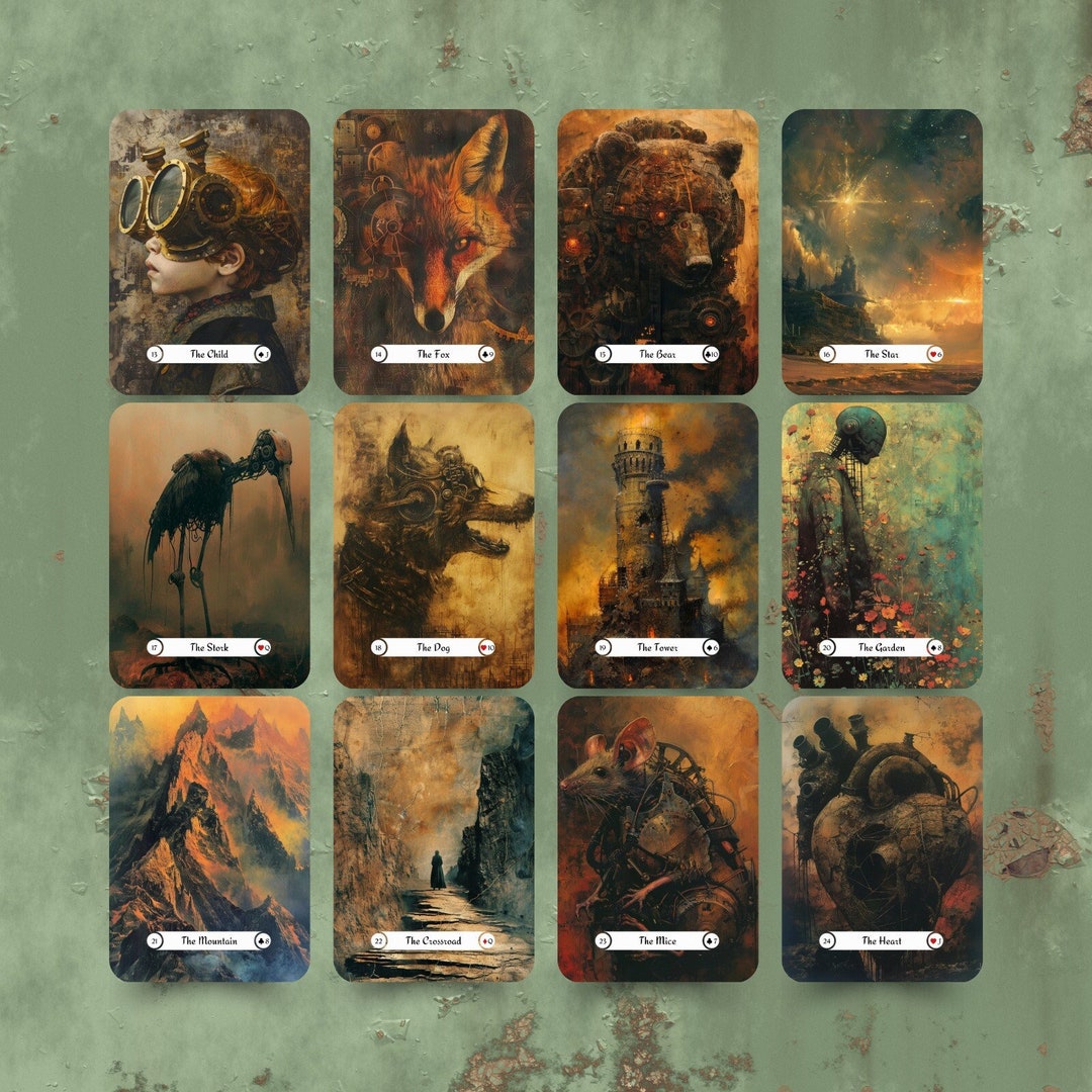 Victorian Steampunk Lenormand Cards, Vintage Oracle Cards, Fantasy ...