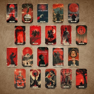 Retro Poster Tarot Deck, Red Tarot Cards, RSW Based Tarot, Black Tarot ...