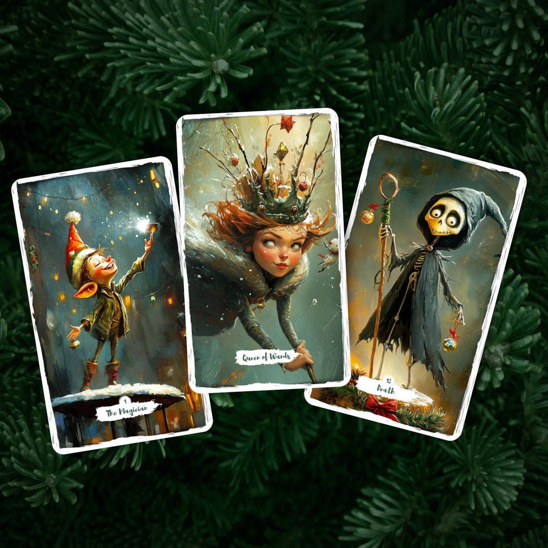 Whimsical Holiday Tarot Deck, Christmas-themed Tarot Cards, Divination ...