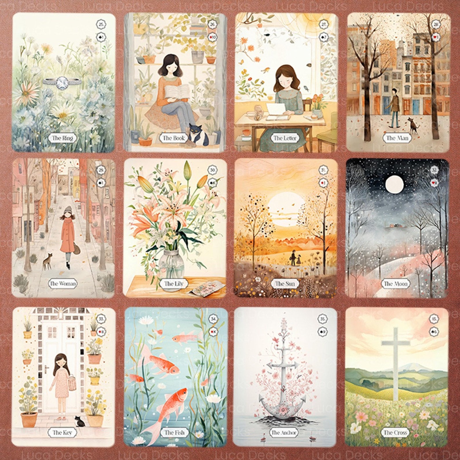 Soft Lenormand Deck, Oracle Cards, Oracle Deck, Colorful Lenormand ...