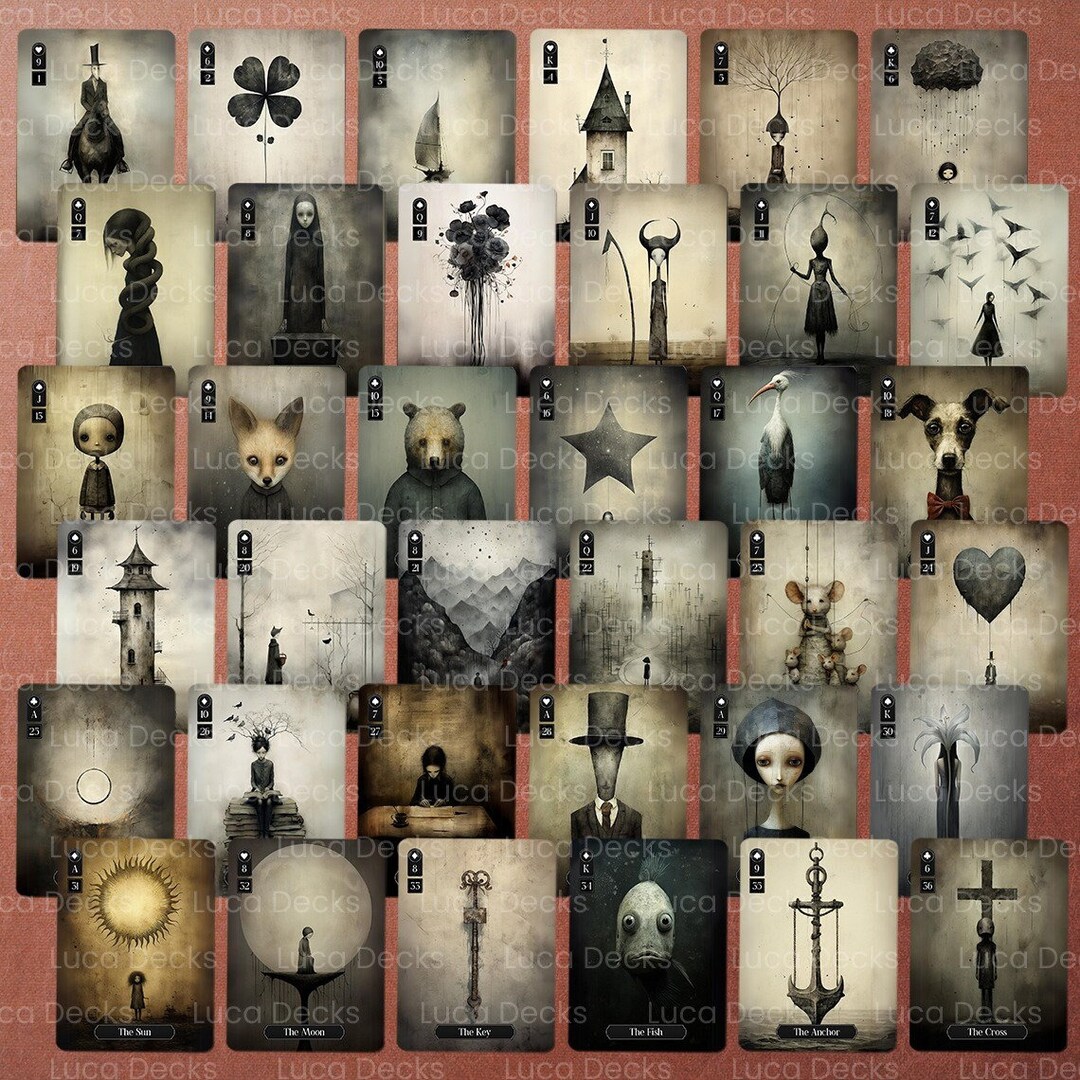 Dark Lenormand Cards, Gothic Lenormand Cards, Full Lenormand Deck ...