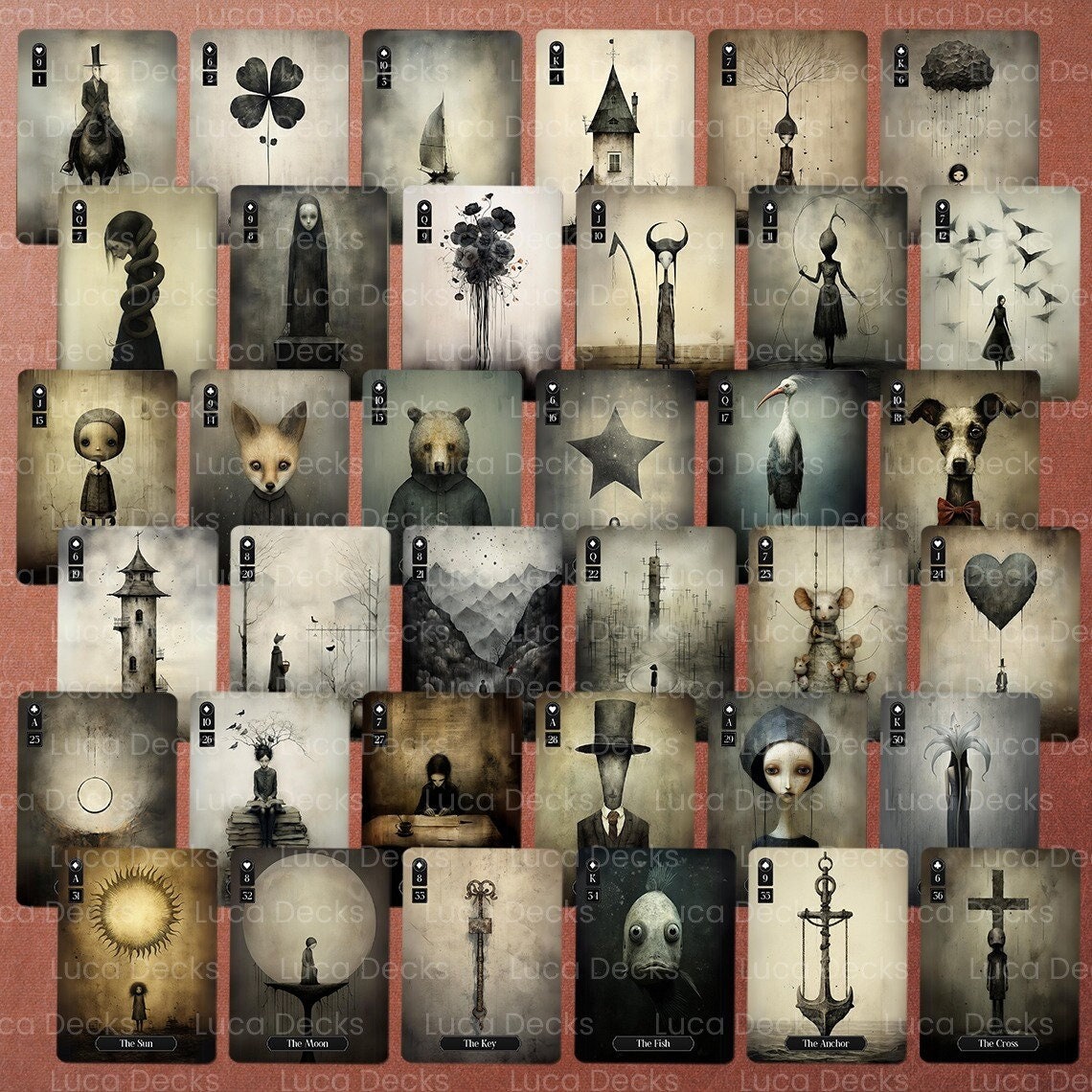 Mystical Lenormand Cards, Gothic Oracle Card, Petit Lenormand, Grand ...