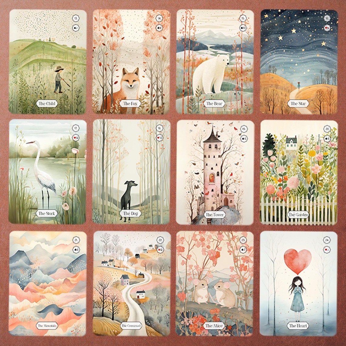 Mystical Lenormand Deck, Oracle Cards, Oracle Deck, Colorful Lenormand ...