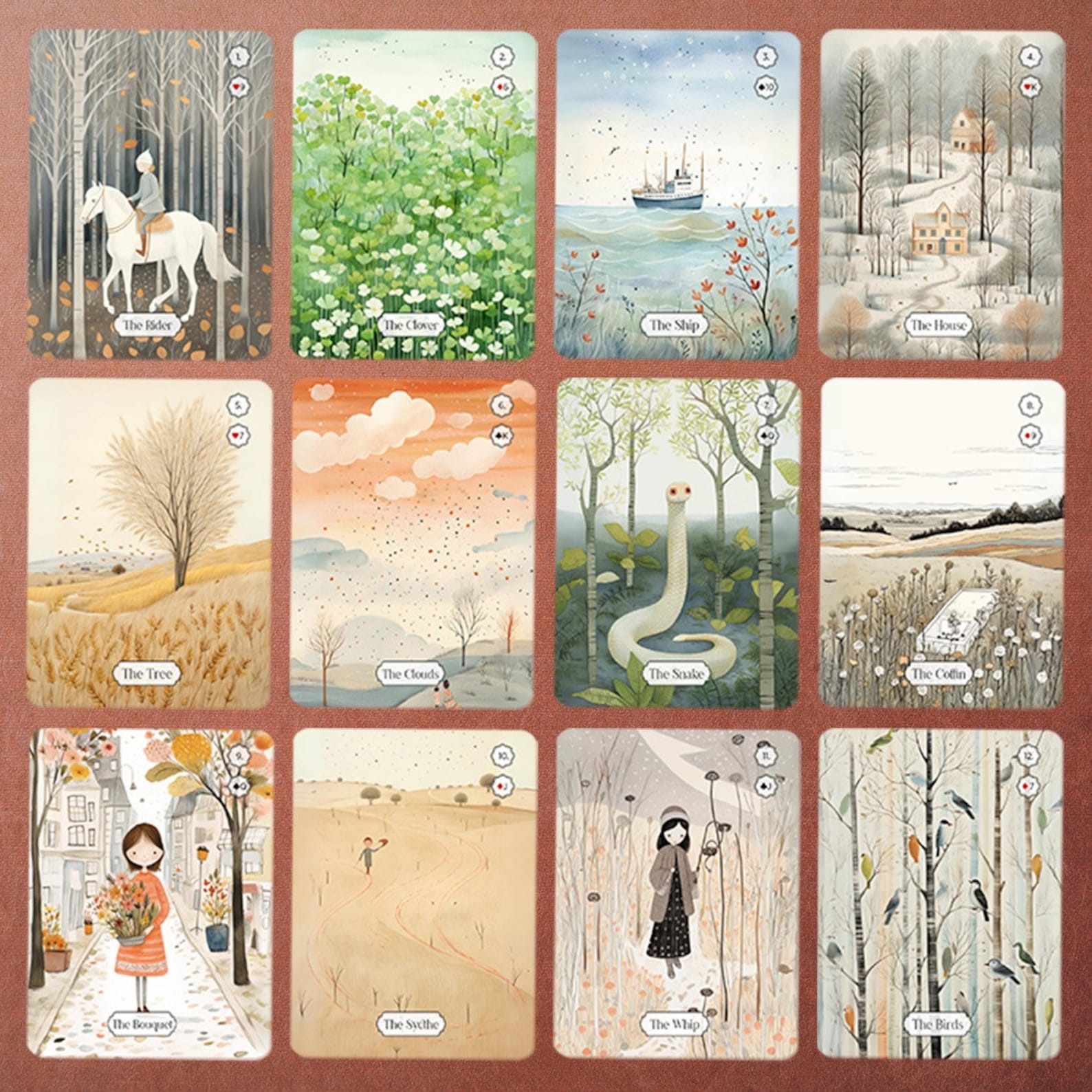 Soft Lenormand Deck, Oracle Cards, Oracle Deck, Colorful Lenormand ...