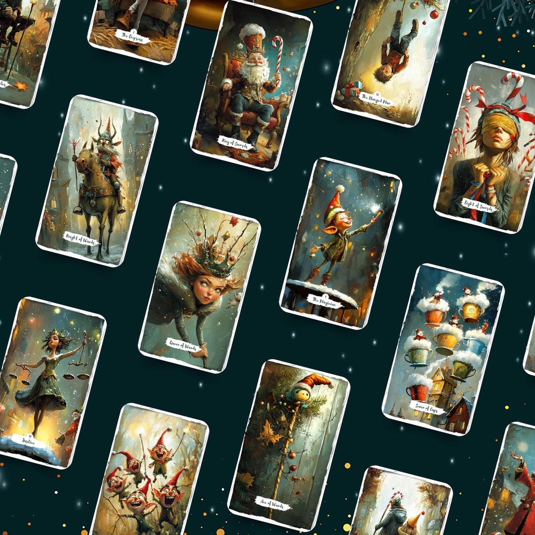 Christmas Tarot Deck, Magical Holiday Tarot Cards, Ornamented Tarot ...