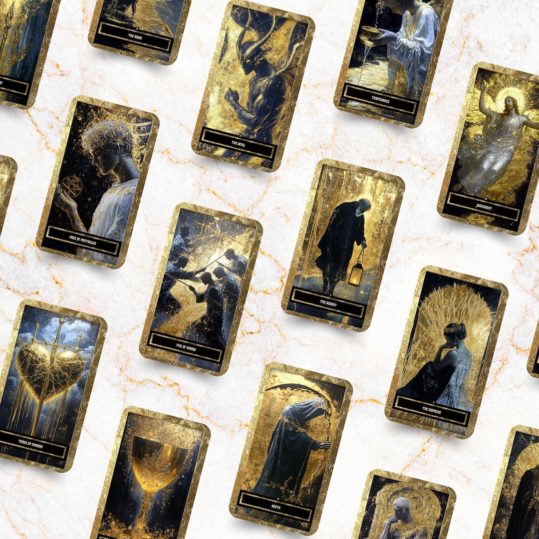 Baroque Gold Tarot Cards, Elegant Alchemy Oracle Deck, Dramatic Dark ...