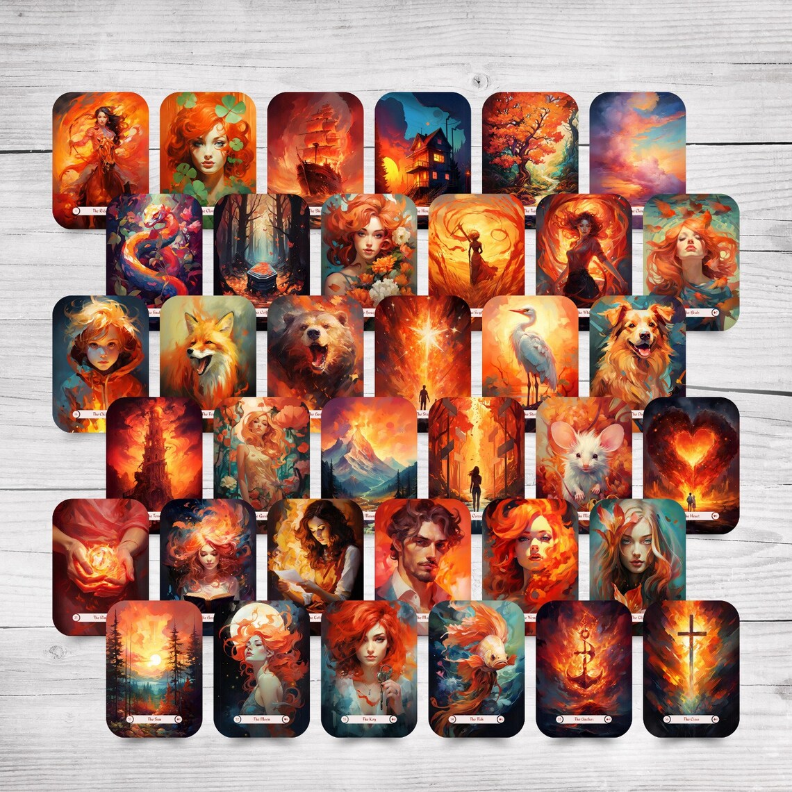 Lenormand Deck, Fortune Telling Cards, Grand Tableau Lenormand, Fiery ...