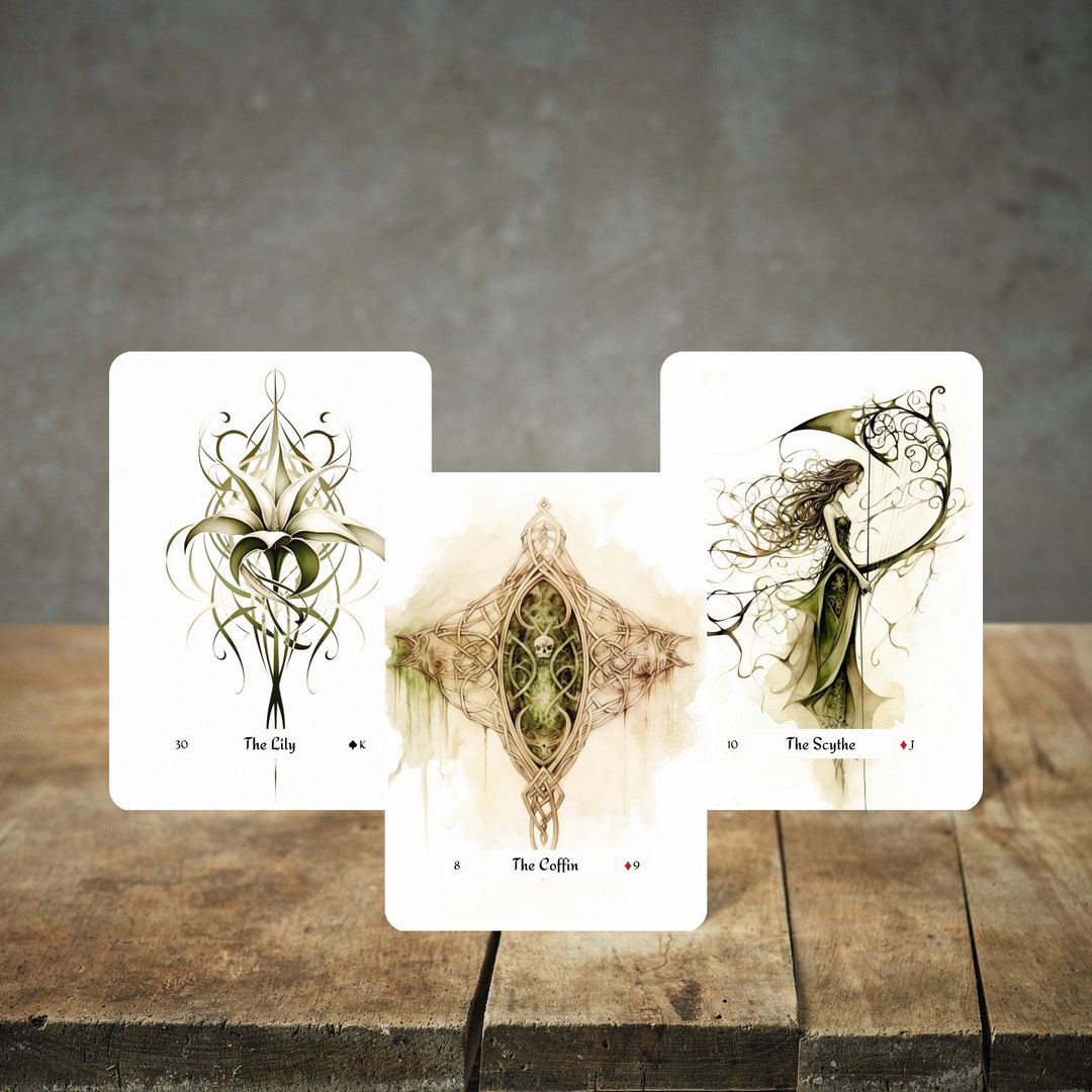 Minimal Lenormand Cards, Celtic Symbols Tarot Lenormand, White Oracle ...