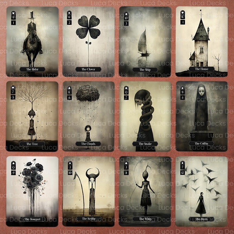Dark Lenormand Cards, Gothic Lenormand Cards, Full Lenormand Deck ...