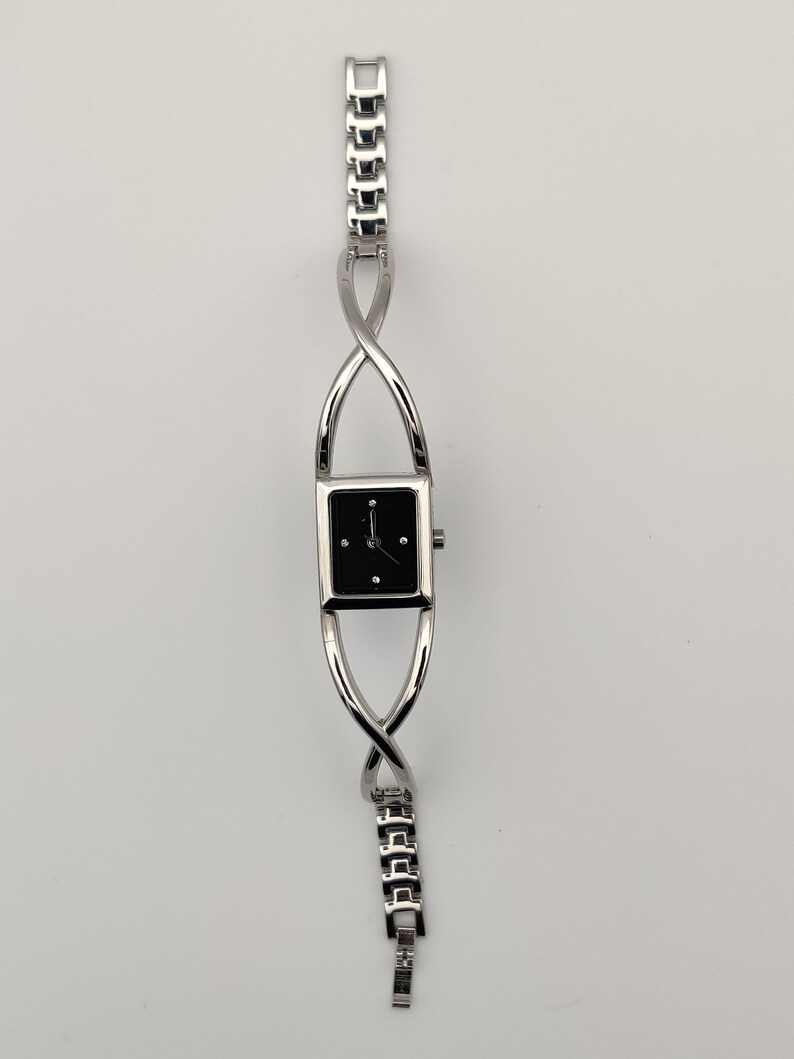 Minimalist Silver Tone Black Square Dial Watch - Etsy