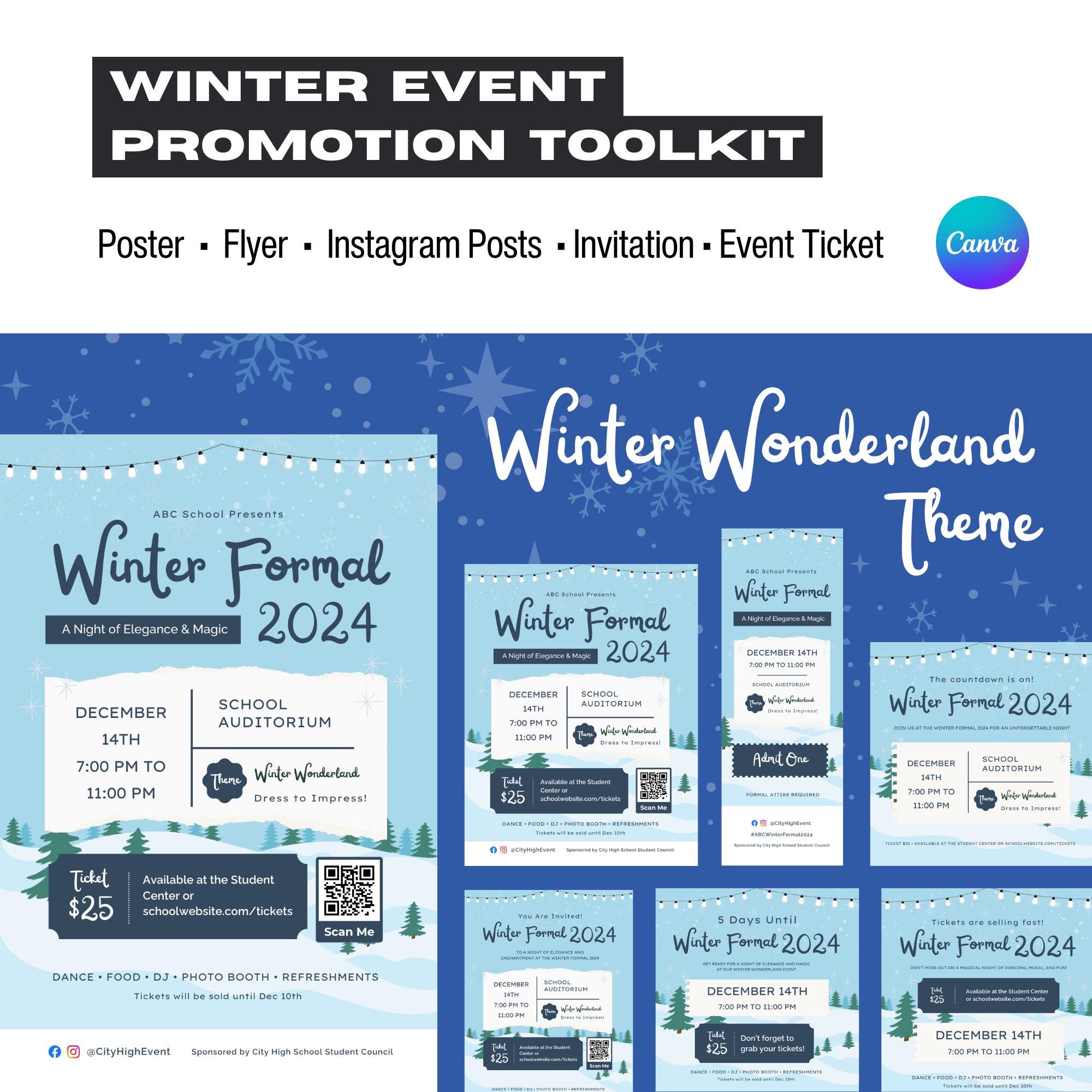 Winter Formal Event Templates Winter School Dance Poster School Dance ...