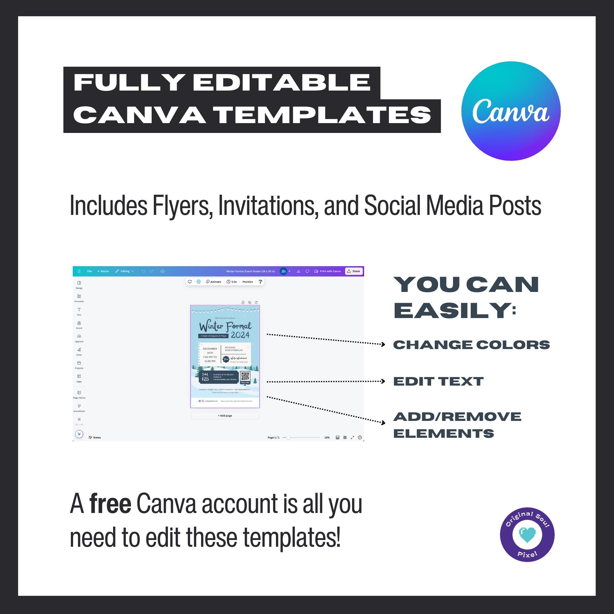 Winter Formal Event Templates Winter School Dance Poster School Dance ...