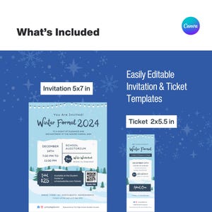 Editable Winter Event Invitation & Ticket Templates Winter School Dance ...