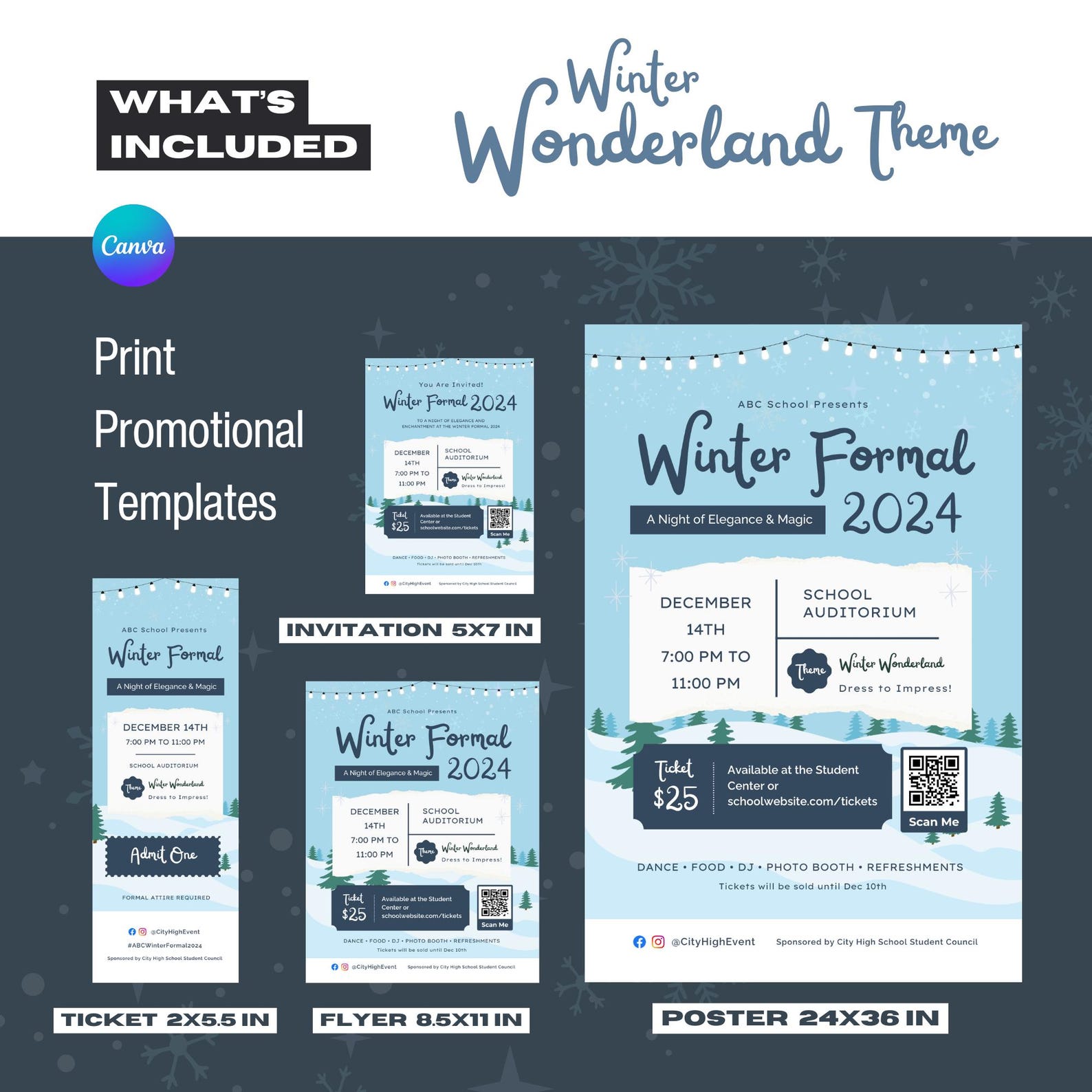 Winter Formal Event Templates Winter School Dance Poster School Dance ...