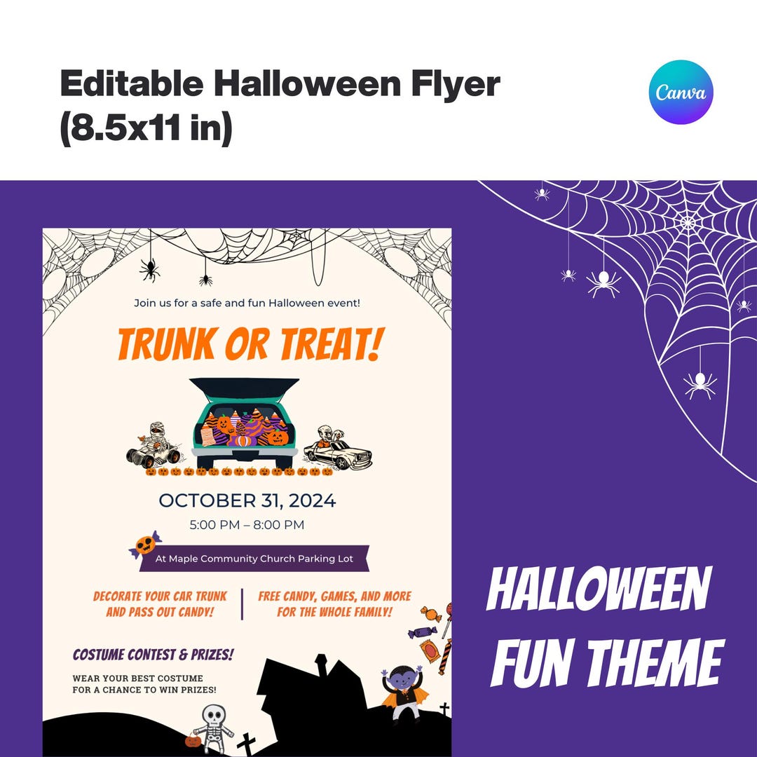 Editable Trunk or Treat Flyer for School or Church | Trunk or Treat ...