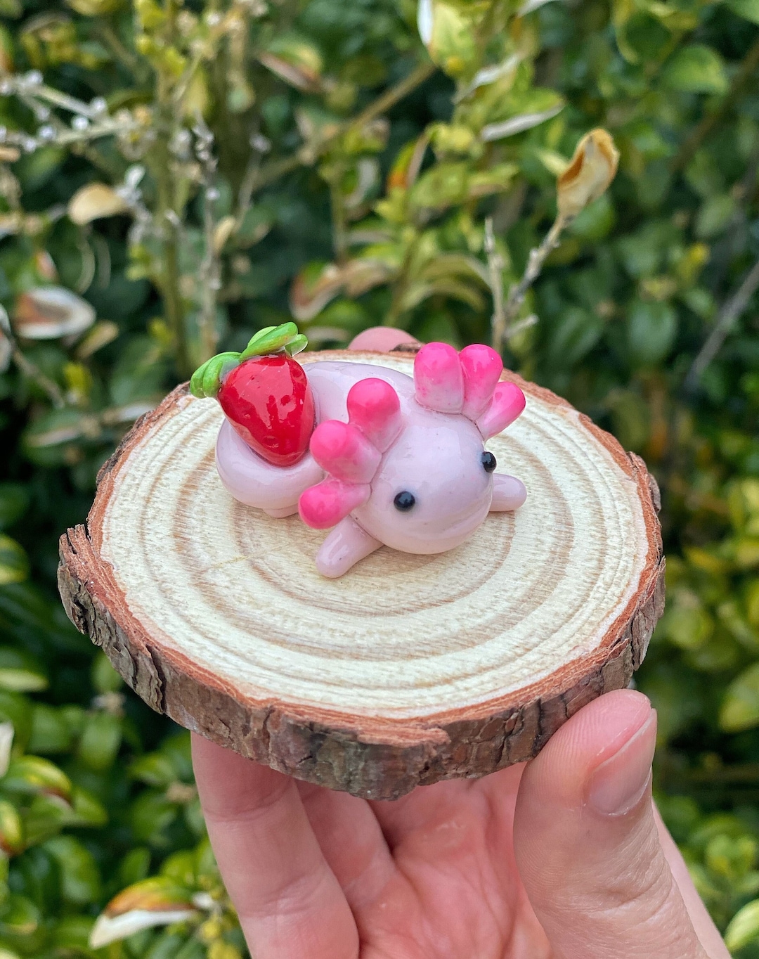 Strawberry Axolotl Handmade Polymer Clay Figurine Made to Order - Etsy