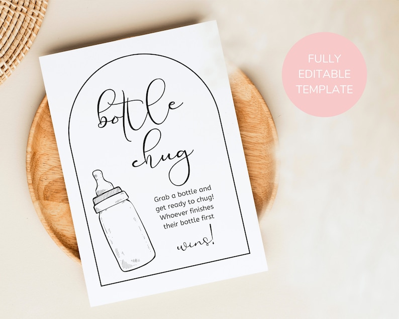 Baby Shower Game | Bottle Chug | Oh Baby | Instant Download | Printable ...