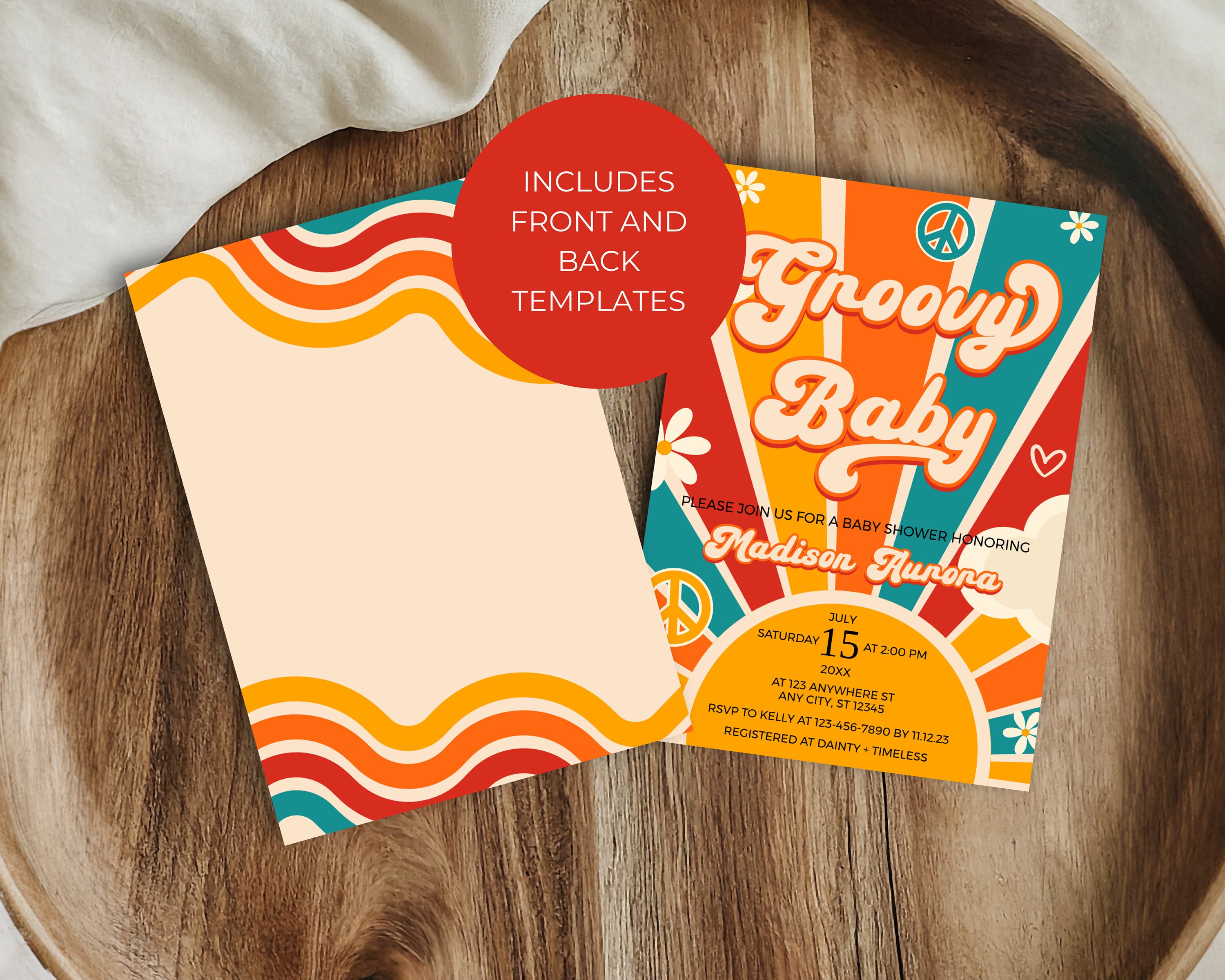 Retro Groovy Baby Shower Invitation Set: 70s Rainbow (digital Evite) - Etsy