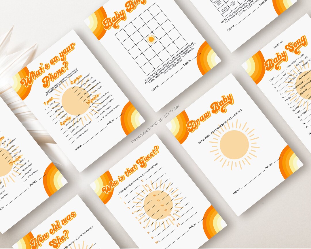 30 Editable Here Comes the Son Baby Shower Games and Answers, A Little ...